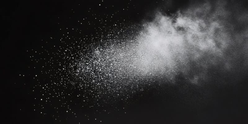 White Powder Exploding Creating Abstract Shapes on a Black Background ...
