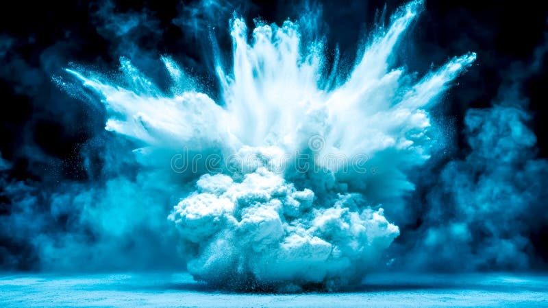 White Powder Exploding Creating a Spectacular Blue Cloud Stock Photo - Image of shot, splash ...