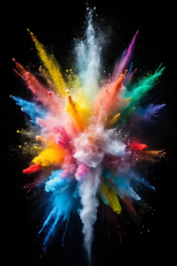 White Powder Explosion on Black Background. Colored Cloud. Colorful ...