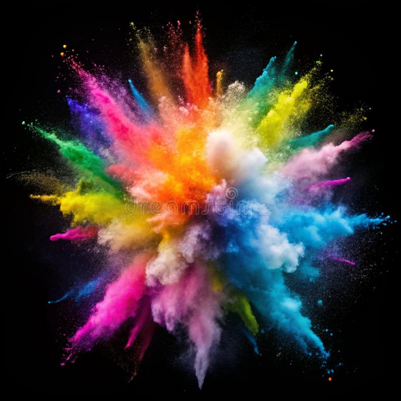 White Powder Explosion on Black Background. Colored Cloud. Colorful ...