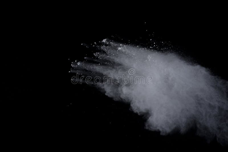 White Powder Explosion on Black Background. Dust Splatted Isolated ...