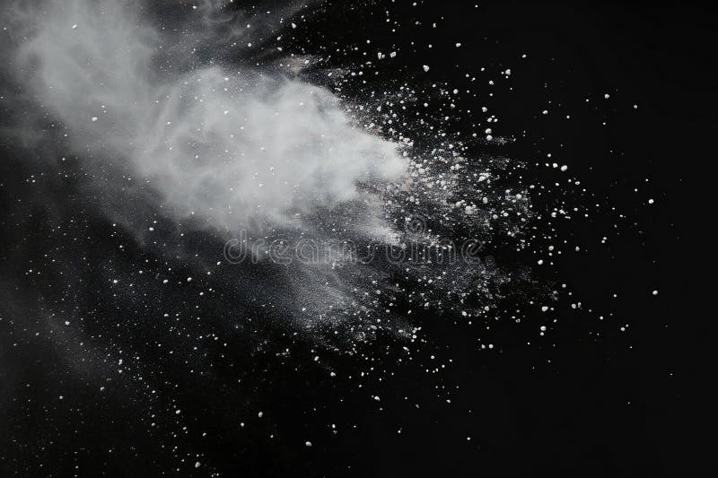 White Powder Explosion on Black Background, White Dust Explode, Paint ...