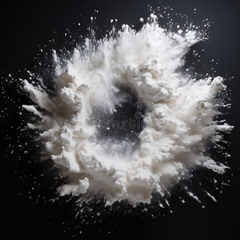 White Powder Explosion in Circle Frame, Dramatic Abstract Art for ...