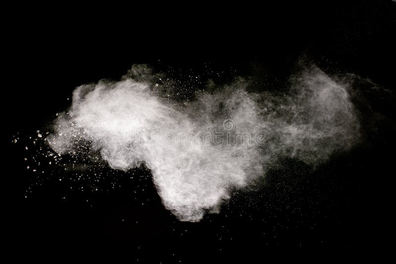 White Powder Explosion Cloud Against Black Background.White Dust ...