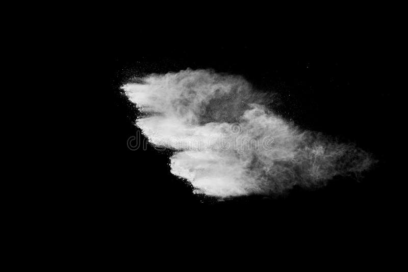 White Powder Explosion Cloud Against Black Background. White Dust ...