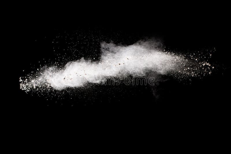 White Powder Explosion Cloud Against Black Background. White Dust ...