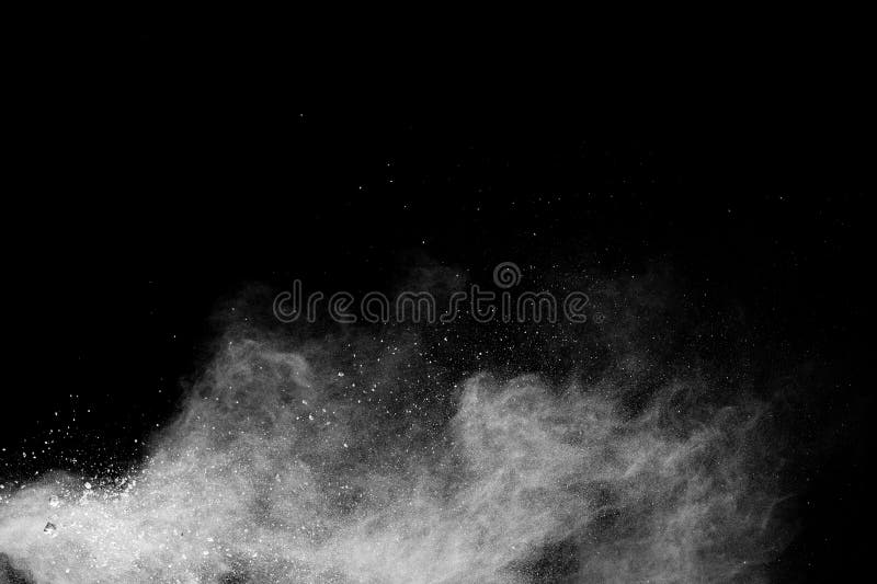 White Powder Explosion Cloud Against Black Background. White Dust ...