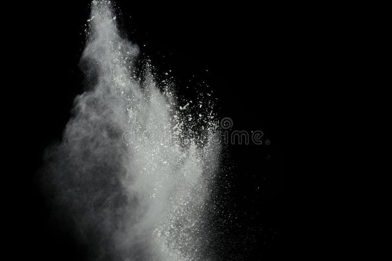 White Powder Explosion Isolated on Black Background Stock Photo - Image ...