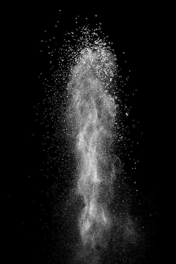 White Powder Explosion Isolated on Black Stock Image - Image of powder ...