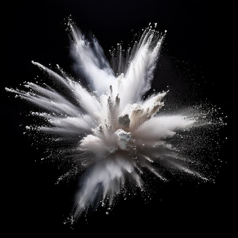 White Powder Explosion Isolated on Black Background Stock Illustration ...