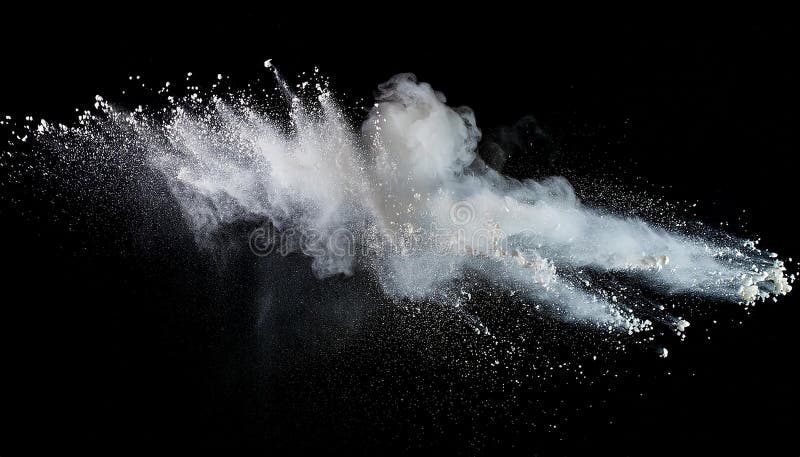 White Powder Explosion Isolated on Black Background Stock Illustration ...