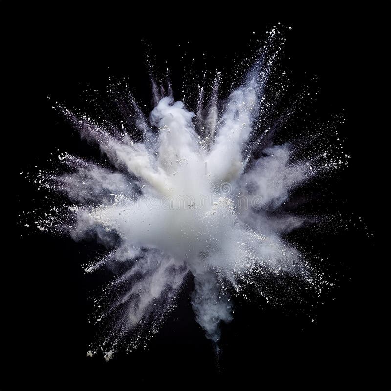 White Powder Explosion Isolated on Black Background Stock Illustration ...