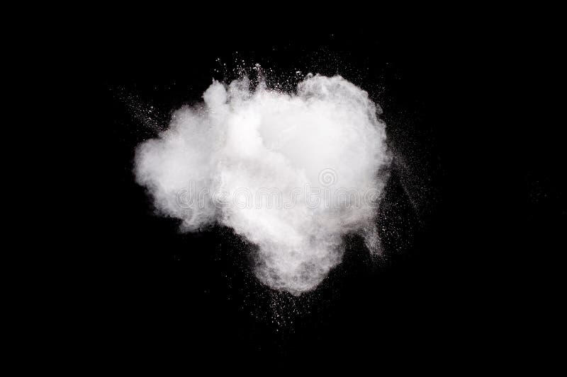 White Powder Explosion Isolated on Black Background.White Dust ...