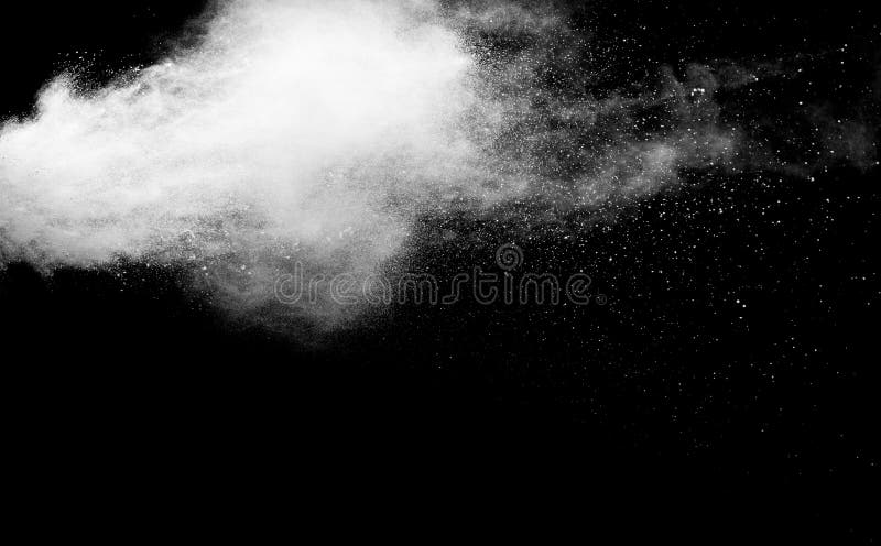 White Powder Explosion Isolated on Black Background.White Dust ...