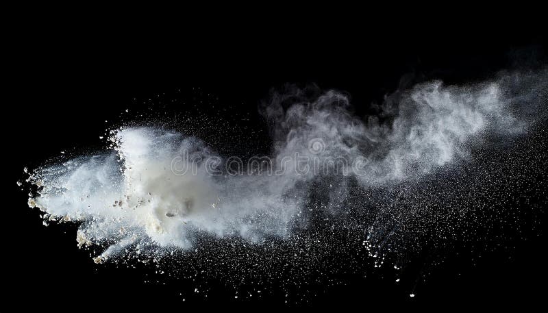 White Powder Explosion Isolated on Black Background Stock Illustration ...