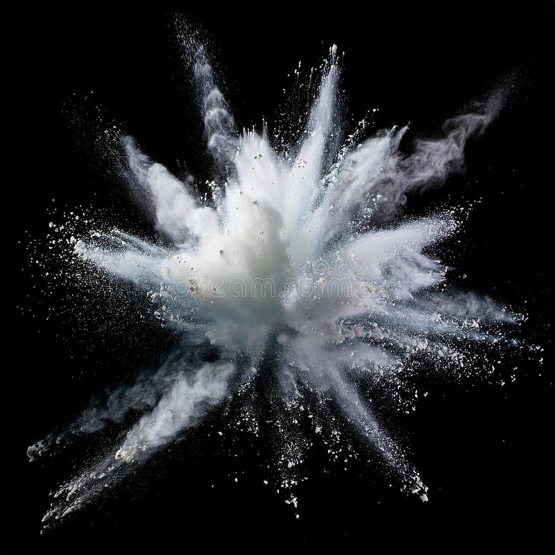 White Powder Explosion Isolated on Black Background Stock Illustration ...