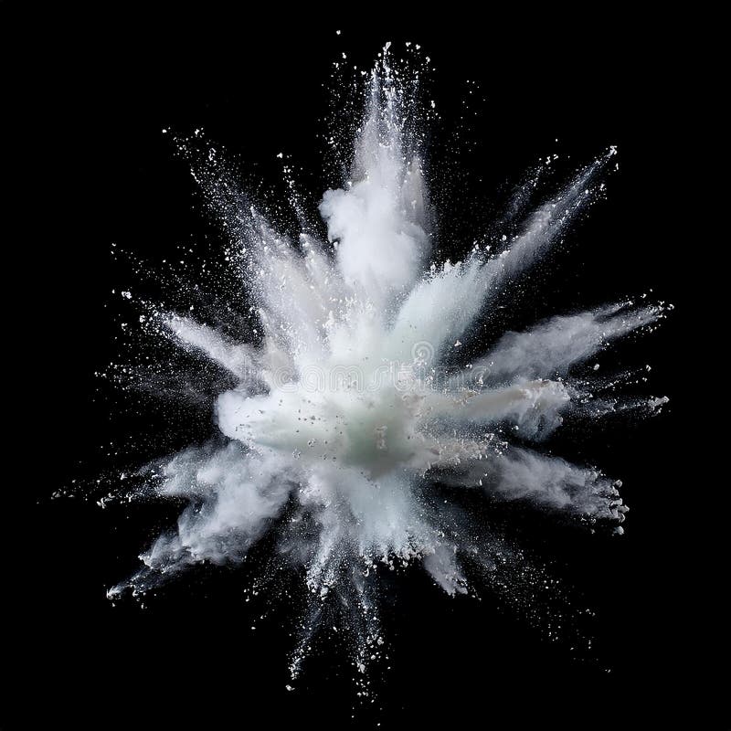 White Powder Explosion Isolated on Black Background Stock Illustration ...