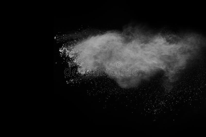 Freeze Motion of White Color Powder Exploding on Black Background ...