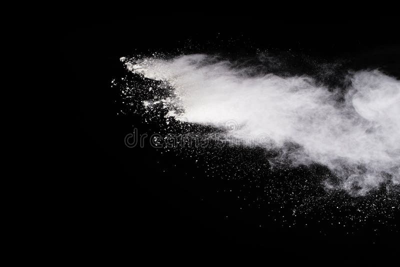 Freeze Motion of White Color Powder Exploding on Black Background ...
