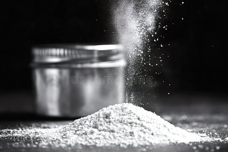 White Powder Falling Creating a Pile on Dark Background Stock Photo ...