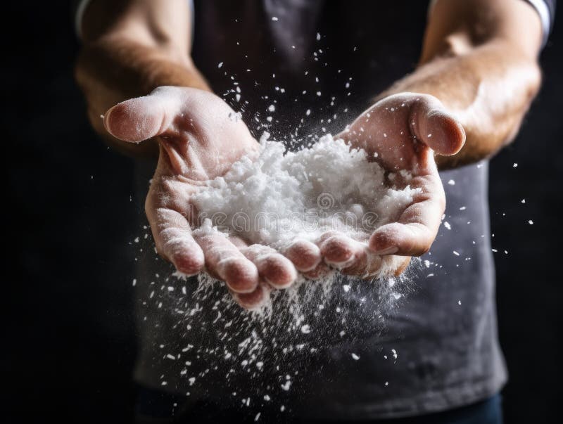 White Powder on the Palms of a Man Stock Photo - Image of body, danger ...