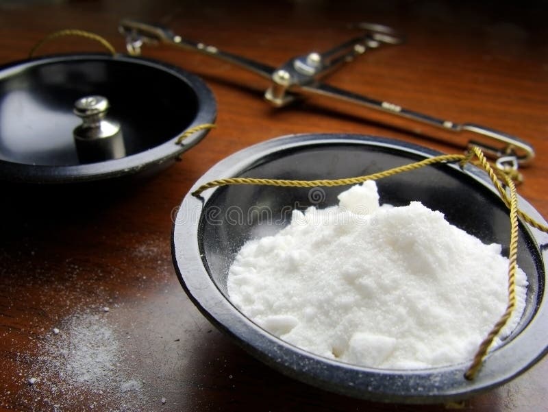 White powder in scales stock image. Image of medicine - 17073765