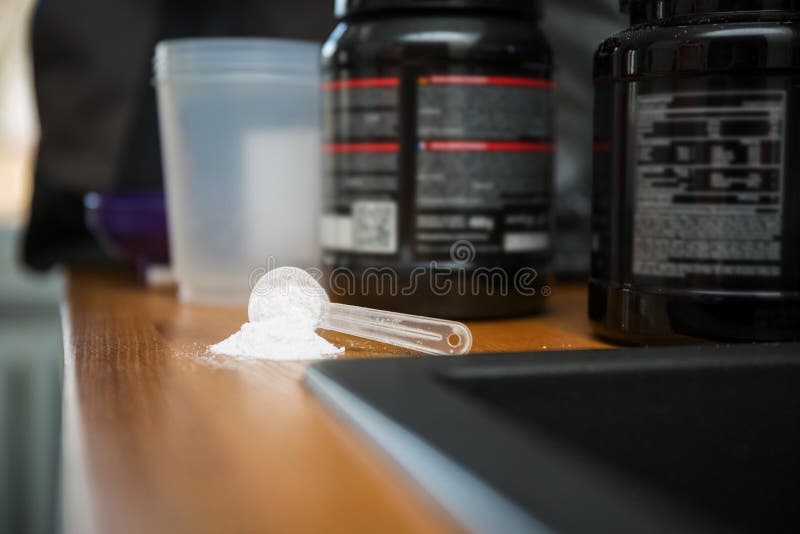 White Powder Spilled on the Table Top Stock Photo - Image of scoop ...