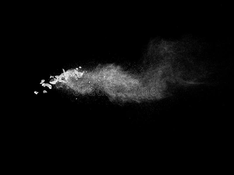 White Powder with Mixed Stones Splash on Black Background Stock Image ...
