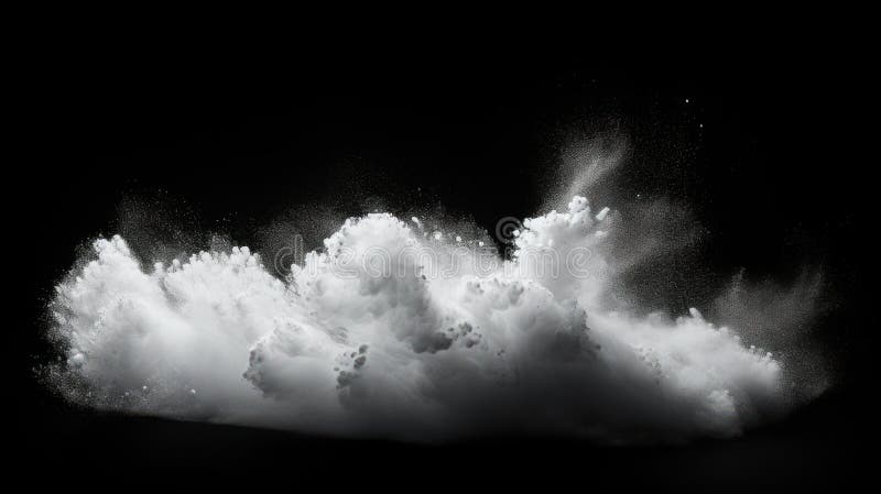 White Powder Splash Isolated on Black Background. 3d Render ...