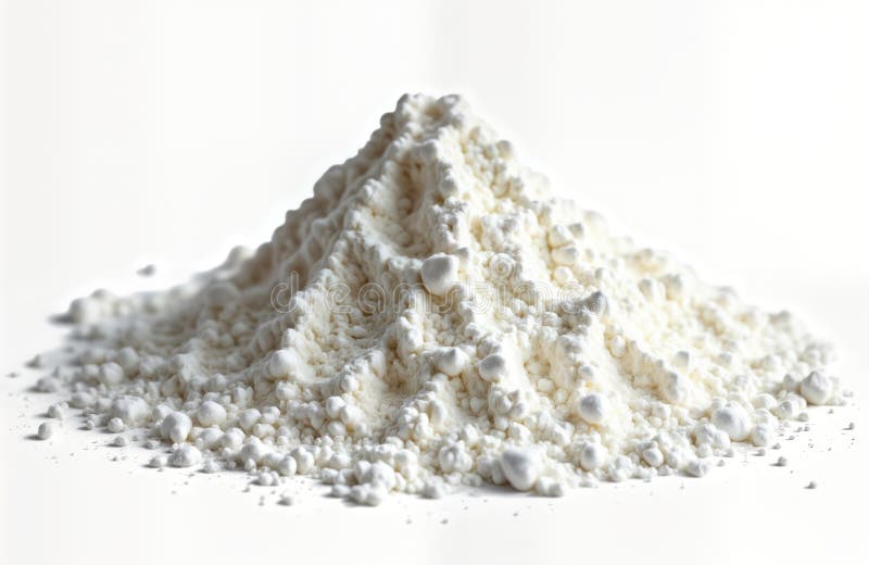 White Powder Substance Forms Mound on White Background. Granular ...