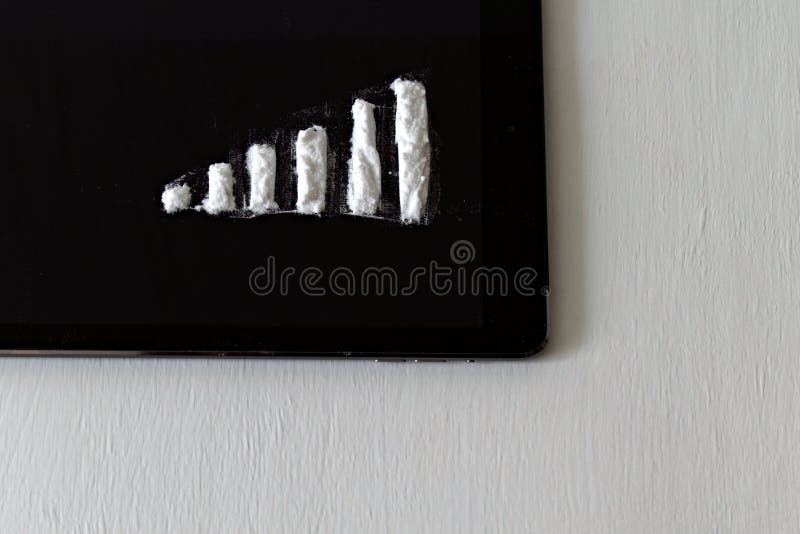 White Powder on Tablet As Battery Charge Stock Photo - Image of social ...