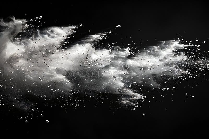 White Powder Wave on Black Background, Powder Splash in the Air ...