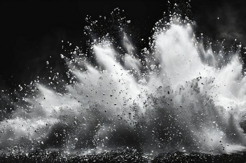 White Powder Wave on Black Background, Powder Splash in the Air ...