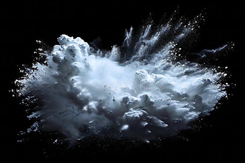 White Powder Wave Cloud on Black Background, High Resolution ...