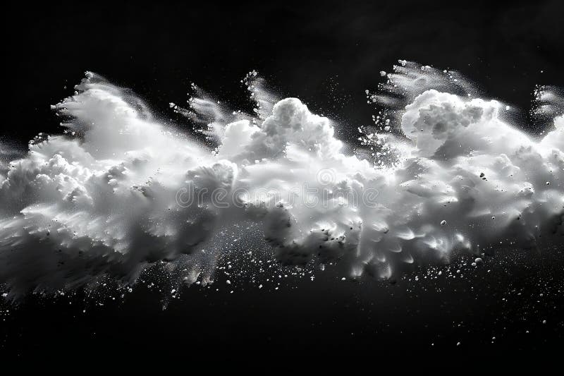 White Powder Wave Cloud on Black Background, High Resolution ...