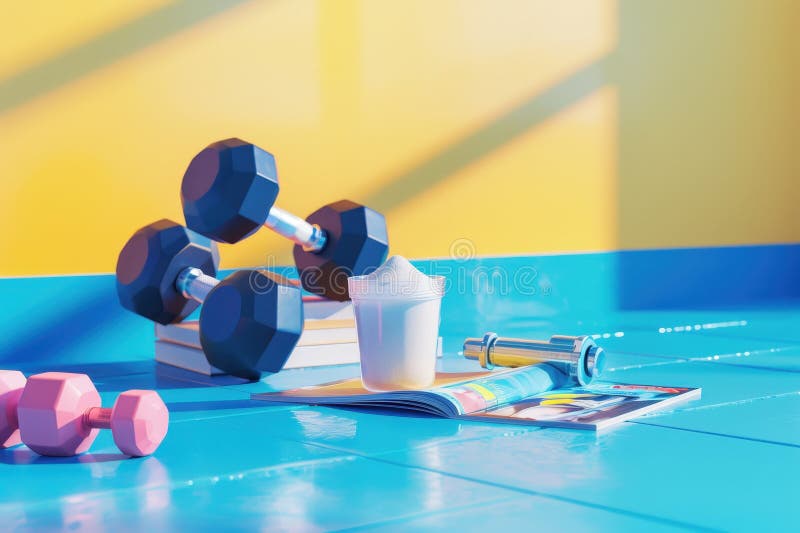 White Powdery Substance is on a Table Next To a Pair of Dumbbells with ...