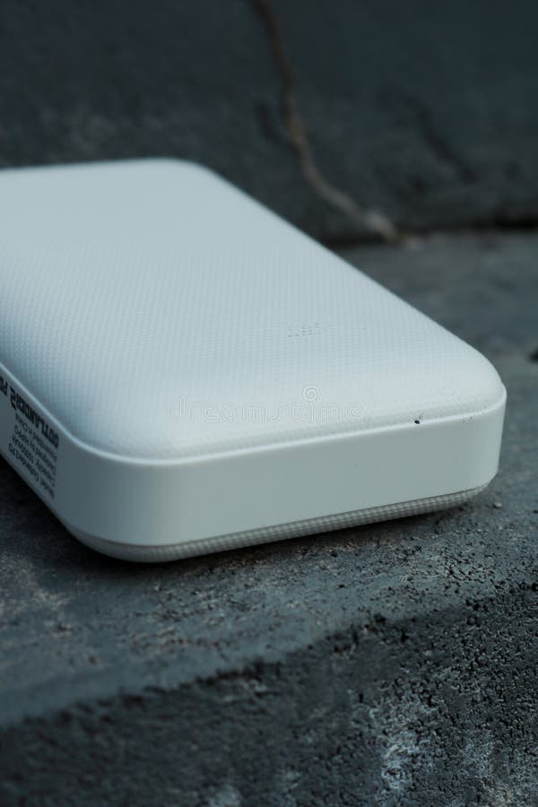 White Power Bank Electronic with Plug Stock Photo - Image of white ...