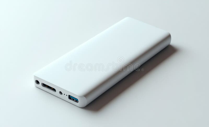 A White Power Bank is Sitting on a White Surface Stock Photo - Image of ...