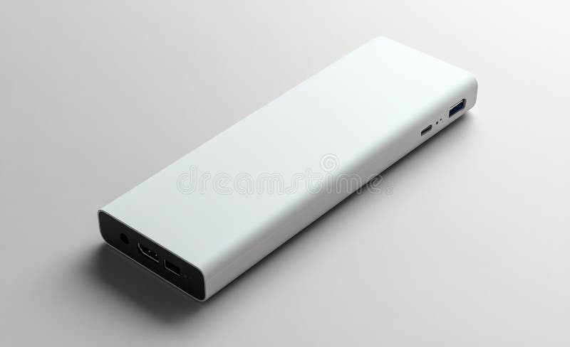 A White Power Bank is Sitting on a White Surface Stock Photo - Image of ...