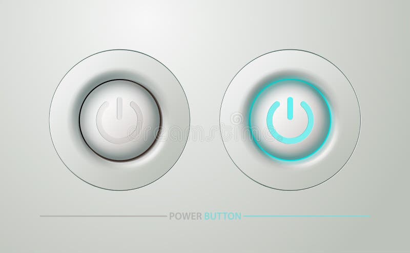 White Power Button.Realistic Style. Vector Illustration. Stock Vector ...