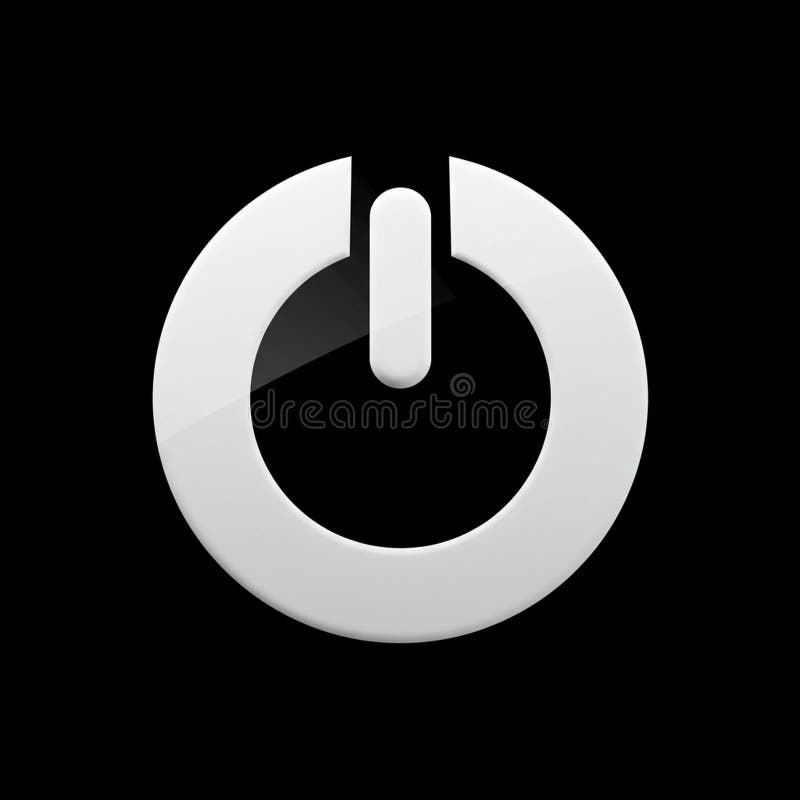 White Power Button Symbol on a Black Background. the Design Consists of ...