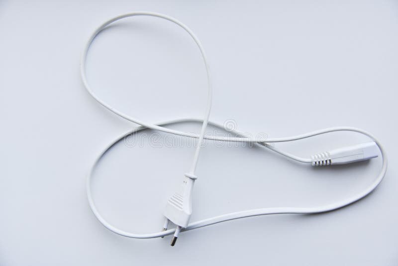 White Power Cord on a White Background. Electric Cord on a White ...
