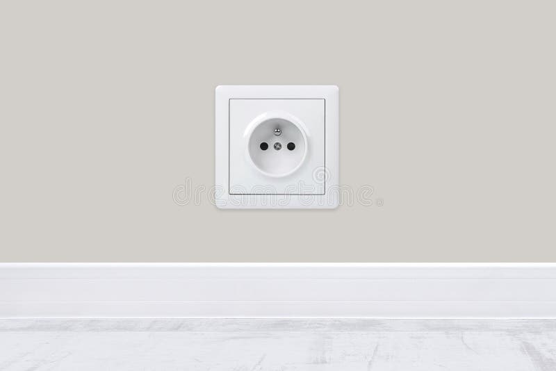 White Power Outlet Isolated in Wall Stock Image - Image of repair, room ...