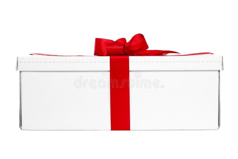 White present with red bow stock photo. Image of white - 17548314