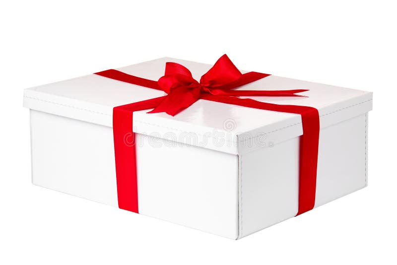 White present with red bow stock image. Image of advent - 17548415