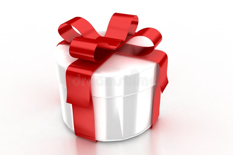 White Present with Red Ribbon Stock Illustration - Illustration of ...