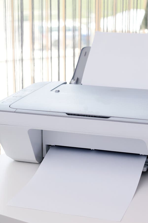 White Printer on the Desk in Office Stock Image - Image of home ...