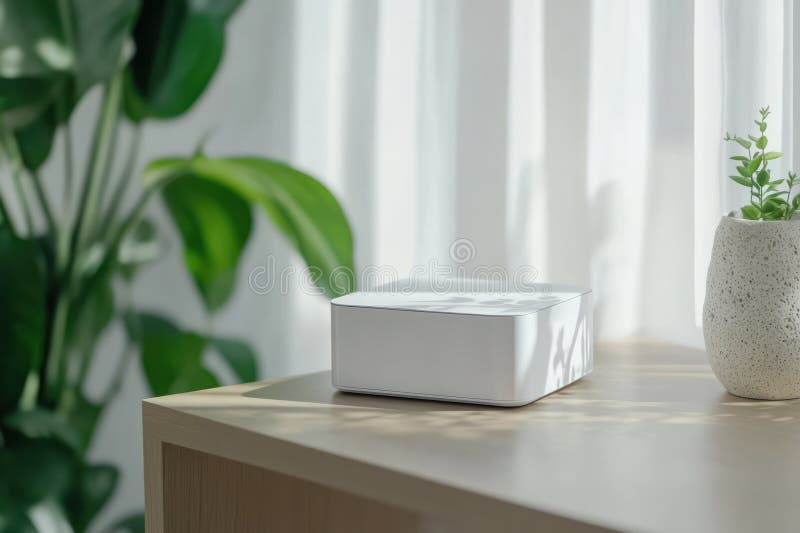 White Printer Mockup in Modern Home Office Setup Stock Illustration ...