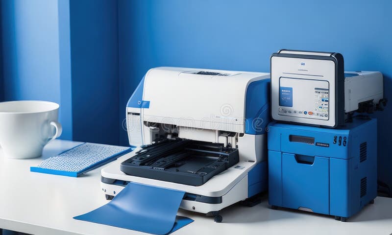 White Printer on an Office Table Stock Illustration - Illustration of ...