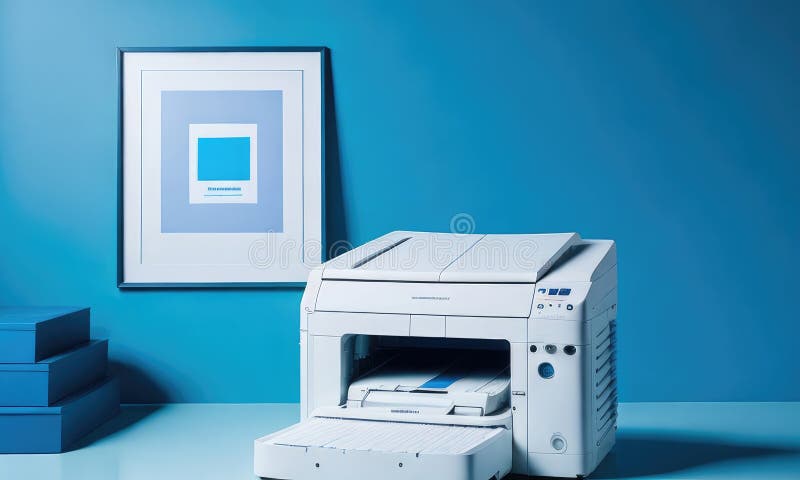White Printer on an Office Table Stock Illustration - Illustration of ...